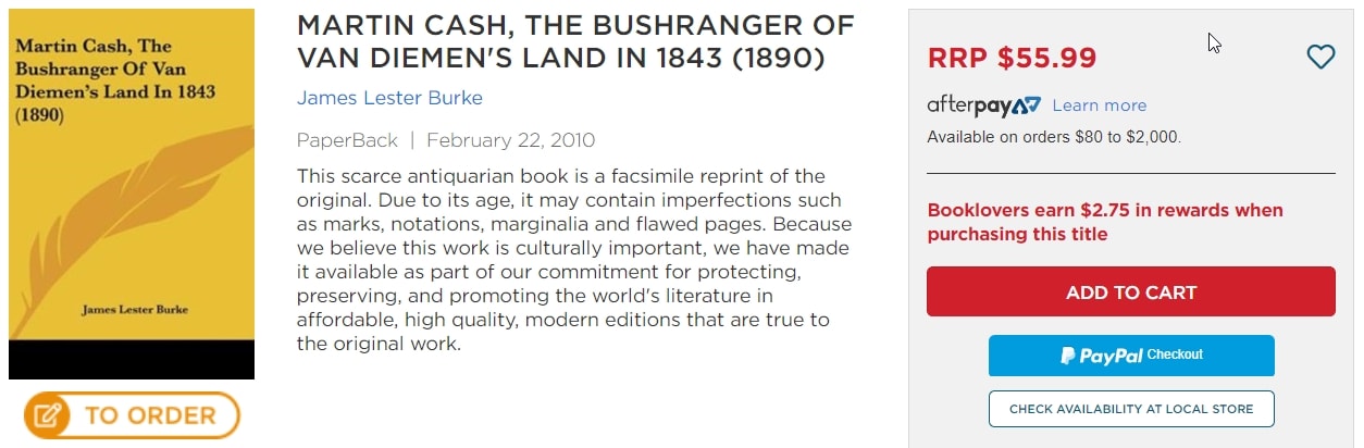 Martin Cash: A Biography - Tasmanian Times