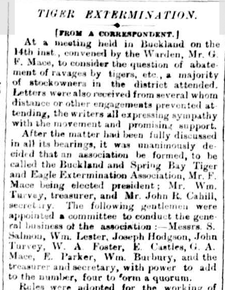 Tiger Extermination - Tasmanian Times