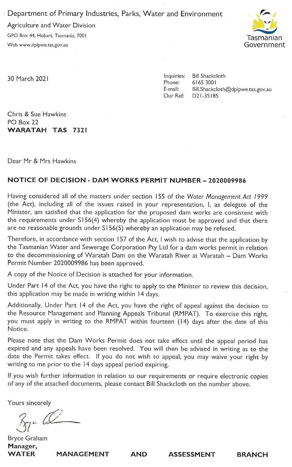 Decision To Decommission Waratah Dam - Tasmanian Times