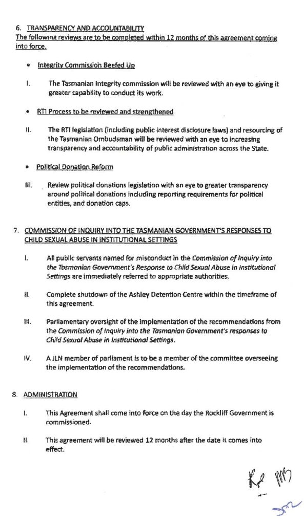 Rockliff Reaches Agreement With JLN - Tasmanian Times