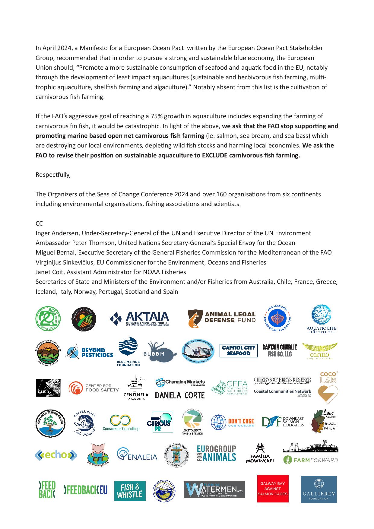 Worldwide Call On FAO Re 'Sustainable Aquaculture' - Tasmanian Times